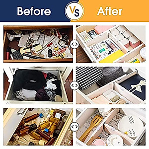 ZNCMRR Drawer Organizer 6 Pack Dresser Drawer Organizers 4”High Expandable from 11-17 Inches, Drawer Dividers for Clothes, Dresser, Closet, Drawer, Office, Kitchen Storage