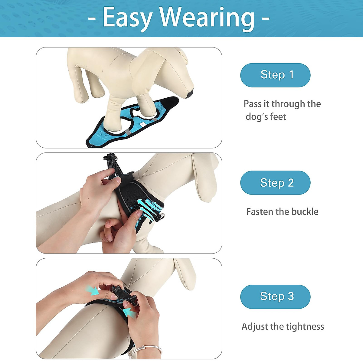 YIMEIS Dog Harness (XS, Blue) for Small Dogs, Lightweight Harness & Leash Set, Adjustable, Reflective, Breathable, 360°Visibility, Playful Style