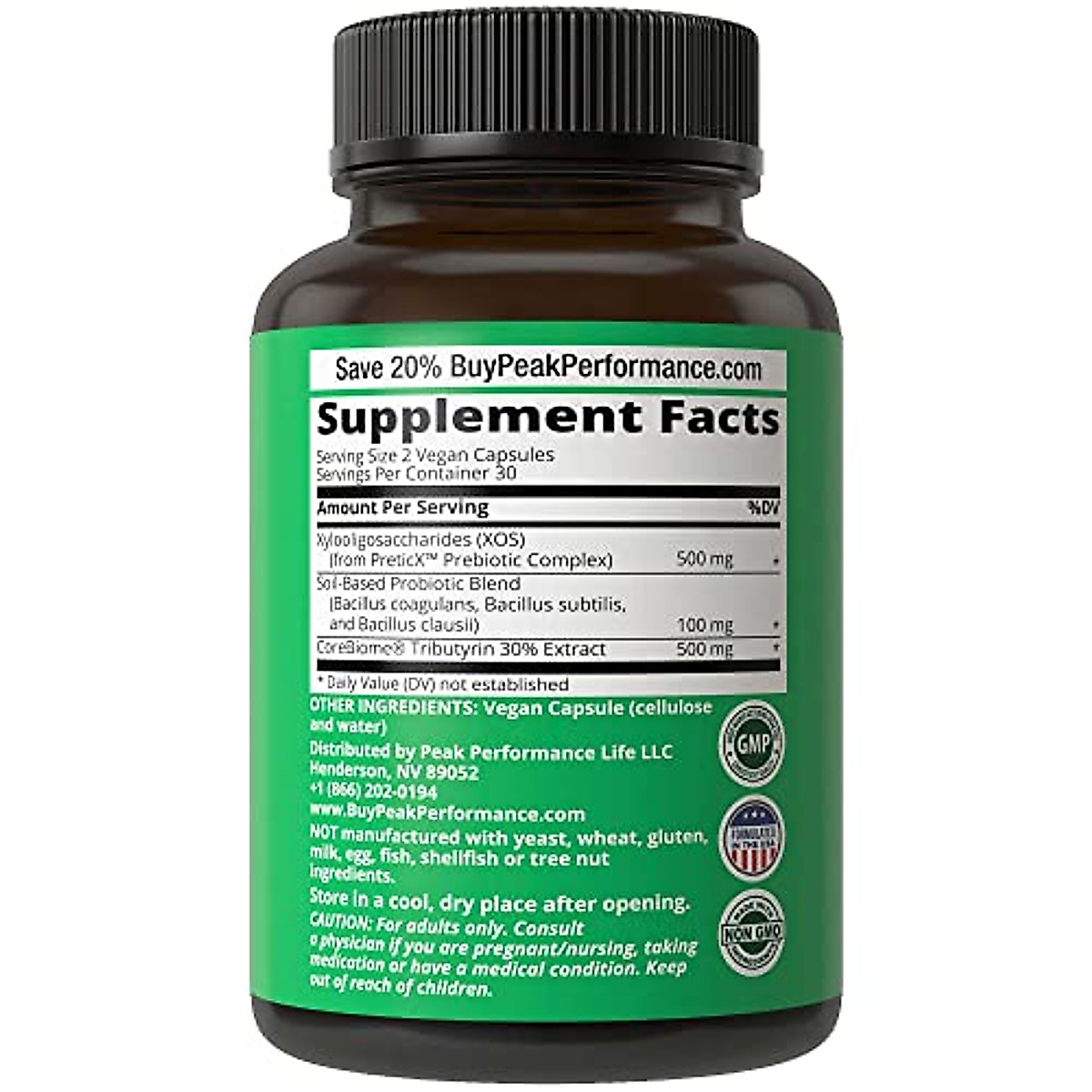 Synbiotic = Prebiotic + Probiotic + Postbiotic 3-in-1 Supplement with Clinically Tested Ingredients. Pre And Probiotics Plus Important Tributyrin Postbiotics For Gut. Vegan Capsules For Women + Men