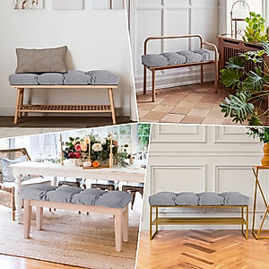 ROFIEJOX Bench Cushion 36 Inch - Polyester Brushed, High-Density Foam, Non-Slip Bottom, Soft Durable Indoor Tufted Long Seat Cushion for Window Garden Furniture (Grey, 36x14x4 Inch)