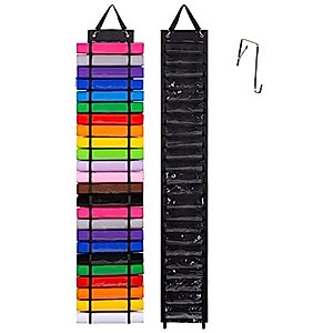 AGX Bravo Vinyl Roll Holder with 48 Compartments - Clear Vinyl Storage Organizer Wall Mount/Over The Door, Hanging Craft Vinyl Storage Rack with Door Hooks and Strap (Black)
