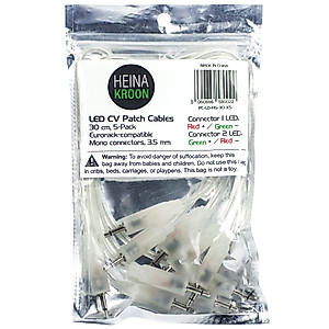Heinakroon LED CV Patch Cables Eurorack Modular Test Leads, 5-Pack, Transparent (11.8)