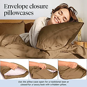 LuxClub 6 PC Queen Sheet Set, Bamboo Sheets Queen Size, Deep Pockets 18" Eco Friendly Wrinkle Free Cooling Sheets Machine Washable Hotel Bedding Silky Soft - Dark Khaki Queen