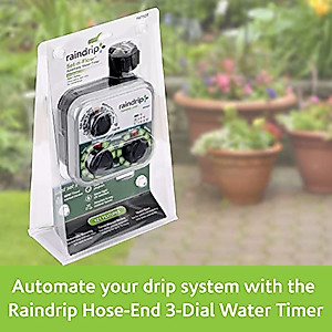 Raindrip R675CT Analog 3-Dial Water, Sprinkler Timer with Rain Delay for Drip Irrigation, Garden, Self-Watering