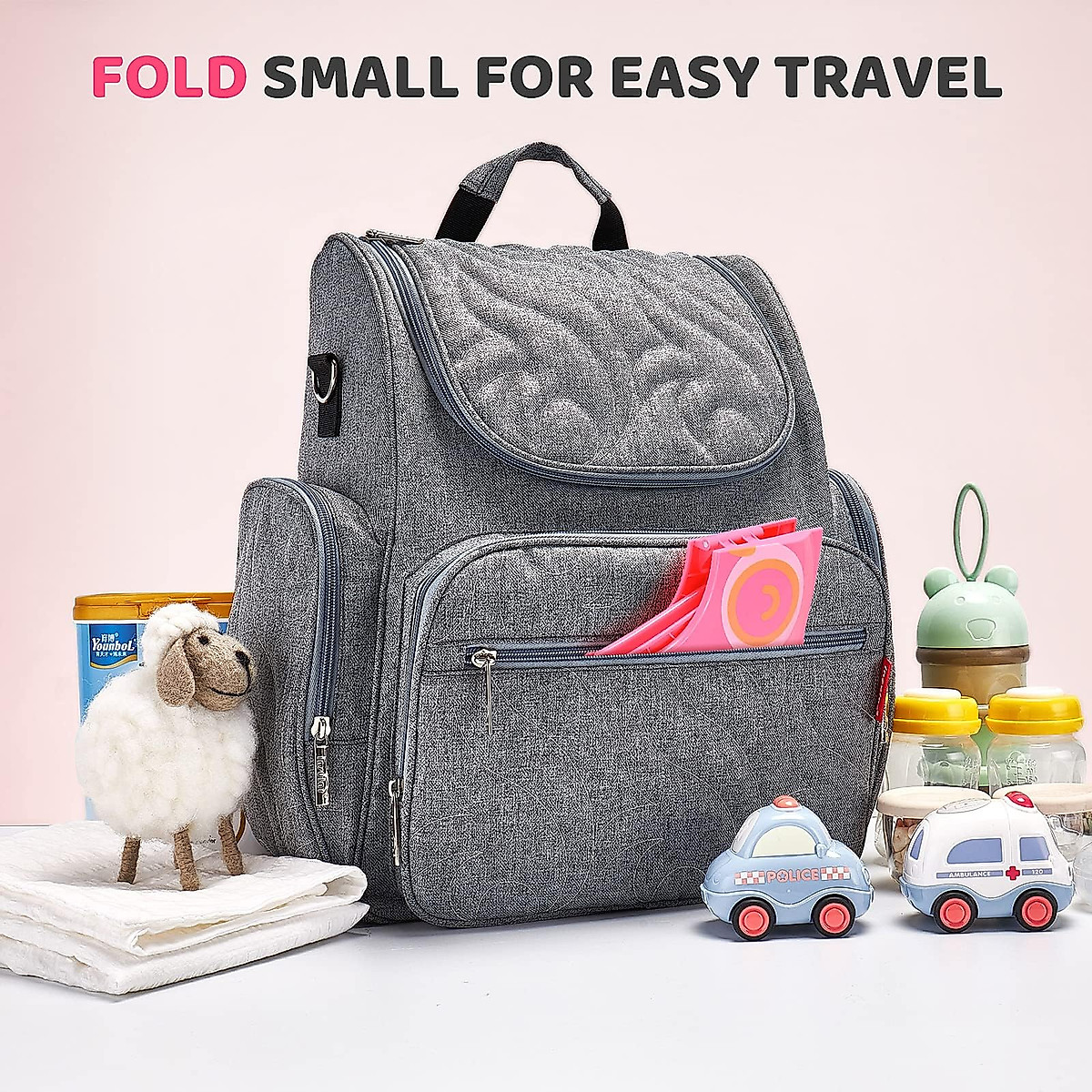 Gimars Portable Travel Potty Seat for Toddlers, Large Folding Travel Potty Seat For Kids Fits All Shape Toilet, Foldable Toilet Seat for Boys & Girls With 6 Non-Slip Silicone Pad, Free Carry Bag, Pink