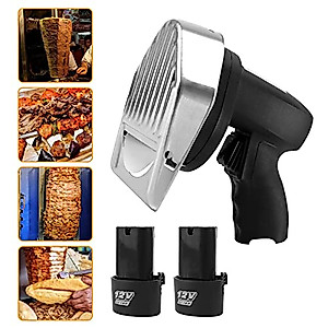 BriSunshine Cordless Electric Gyro Kebab Slicer,80W Portable Sliced Shawarma Cutter Doner Kebab Cutting Knife Machine,with Fast Charger and 2 Rechargeable Power,0.02-0.31" Thickness