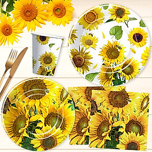 APOWBLS Sunflower Plates And Napkins Party Decorations Tableware, Sunflower Party Supplies For Birthday, Baby Shower, Bridal Shower, Plate, Napkin, Tablecloth, Sunflower Table Decorations | Serve 24