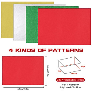 PLULON 60 Sheets Christmas Gift Wrapping Tissue Paper Birthday, Tissue Paper for Home, Kitchen, DIY Crafts, Wrapping Accessory (Red, Green, Silver, Golden)
