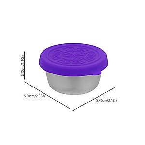 LIFKOME 3pcs Stainless Steel Sauce Cups with Silicone Lids Condiment and Dipping Sauce Cups Salad Dressing Container To Go For Lunch Boxes Picnics