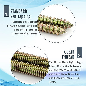 10pcs M10X70mm Double Ended Screws,Dowel Screw for Connecting Wood Wth M10 Hanger Bolt Driver