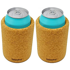 TahoeBay Cork Can Cooler Insulators (2-Pack) Laser Engraving and HTV Blanks for 12oz Beer, Soda, and Seltzer Water