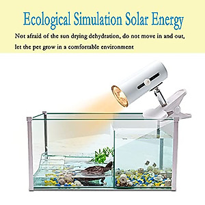 Reptile Heat Lamps, Rotatable Basking Lamp, UVA/UVB Turtle Aquarium Tank Heating Lamps with Clamp for Lizard Turtle Snake Spider Frog Aquarium Aquatic Plants with 3 Heat Bulbs & 1 TM (E27,110V)