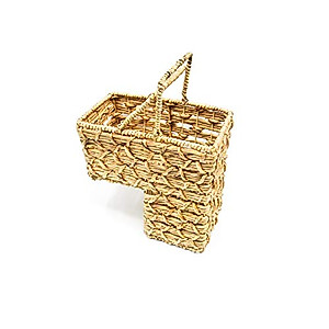 15" Water Hyacinth Storage Stair Basket With Handles and Weave Design by Trademark Innovations