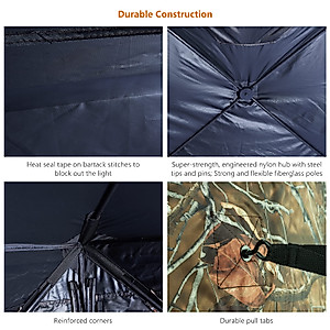 3 Person Silent Hunting Ground Blind 360 Degree One-Way See Through Portable Pop Up Hunting Tent with Frame Door, Carrying Backpack