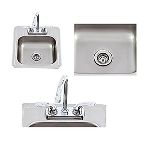 AMS Fireplace Lion BBQ Package Gas Grill 32", Double Side Burner, Door Drawer Combo, Vertical Door, Sink with Faucet and Accessories (Liquid Propane) | Free Table-top Bio Ethanol Fire Pit.