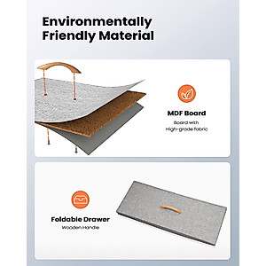 Pellebant Dresser for Bedroom with 7 Drawers, Tall Dresser Vertical Storage Tower, Sturdy Metal Frame, Fabric Storage Bins with Wooden Handle, Wooden Top, Organizer Unit for Closet/Hallway, Light Grey