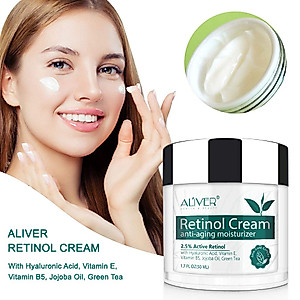 IFUDOIT Retinol Cream for Face, Face Moisturizer with 2.5% Retinol, Hyaluronic Acid, Day and Night Anti-Aging Moisturizing Cream for Women and Men, for All Skin Types
