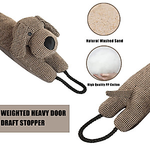 Estimber Under Door Draft Stopper Decorative Wind Stopper 36 inch for Door & Window, Weighted Animal Air Draft Stopper Snake Noise Blocker for Bottom of Door with Hanging Loops - Brown Dog