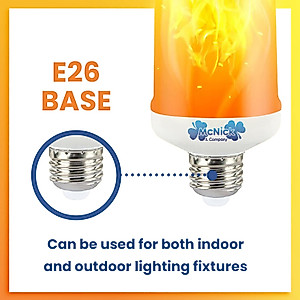 MCNICK & COMPANY Flame Light Bulbs - LED Flickering Bulbs (4 Pack) - Flicker Flame Light Bulbs That Look Like Gas Lanthern - Light Bulbs That Look Like Flames
