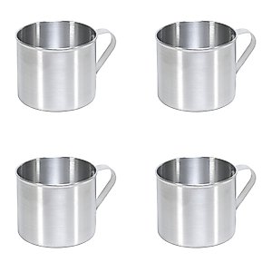 IMUSA 4 Pack 0.7 Quart Aluminum Mug for Stovetop Use or Camping, Silver