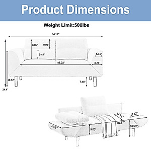 Futon Sofa Bed Couch Convertible Sleeper,Comfy Loveseat Small Couch with Adjustable Armrest,Small Sofa couches for Small Spaces Living Room,Bedroom (Beige)