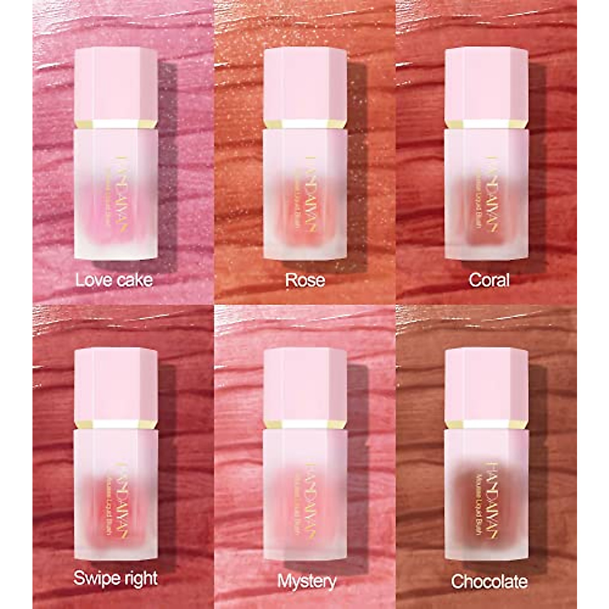 GL-Turelifes Cream Liquid Blush Makeup, Air Cushion Blush for Cheeks, High Pigment, Weightless, Velvet Mousse, Natural-Looking Long Lasting, Dewy Finish, Easy to Blend Blusher (#1 Love Cake)