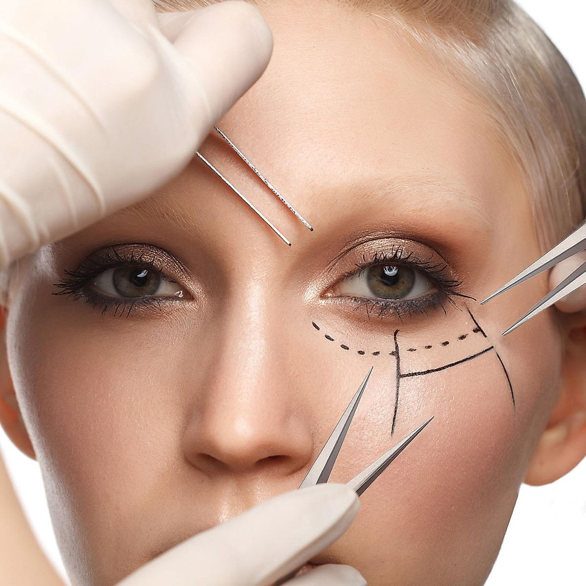 Baluue 2pcs Eye Measuring Instrument Graduated 0 to 20mm Scale Stainless Caliper, Stainless Steel Caliper Graduated Eye Measurement Gauge Eyelid Gauge Designer