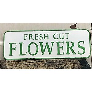 Lenrius Fresh Cut Flowers Metal Sign Garden She Shed Farmhouse 16"x4"