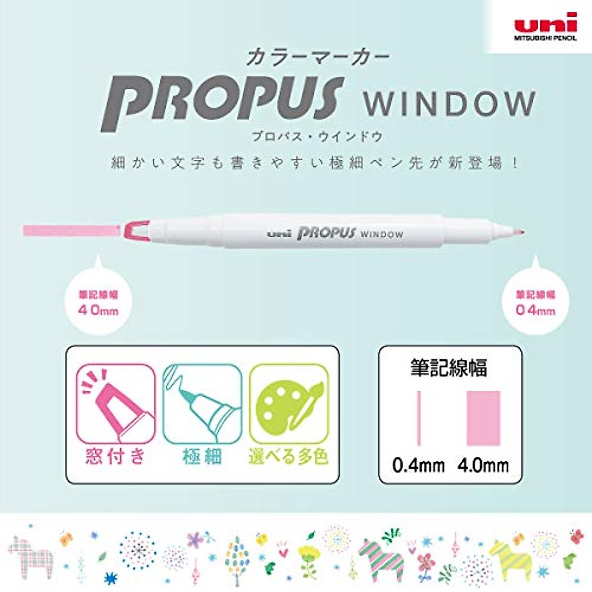 uni Propus Window Basic Color, 5 Colors Set (Pus-103T 5C)