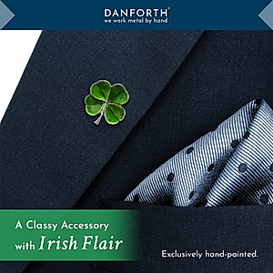 DANFORTH – Green Four Leaf Clover Lapel Pin, Shamrock Pin, Handcast Pewter Lapel Pin, 3/4", Made In USA