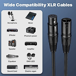 NUOSIYA XLR Cable 100 Ft 2 Packs,Microphone Cables,Premium Balanced Microphone Mic Speaker Cable with 3-Pin XLR Male to Female DMX Cable,Black