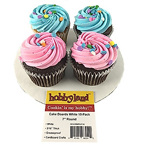 Hobbyland Cake Boards Circle White Coated Greaseproof (7" Round, 10 Cake Boards)