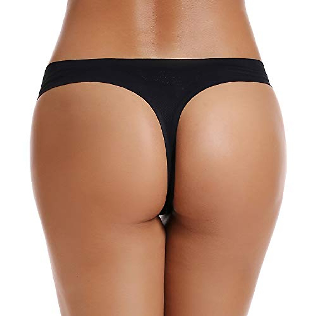 voenxe Seamless Thongs for Women No Show Thong Underwear Women 5-10 Pack (5 pack black, Small)