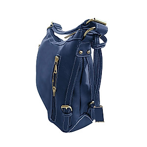Roma Leathers Gun Concealment Purse - Vegan Leather, Convertible Multi-Purpose Strap Lockable YKK Zipper (Navy)