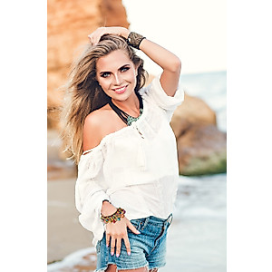 SPUNKYsoul Boho Elephant New Adventures Howlite Beaded Bracelet Multi Piece Set for Women (Multi-Colored)