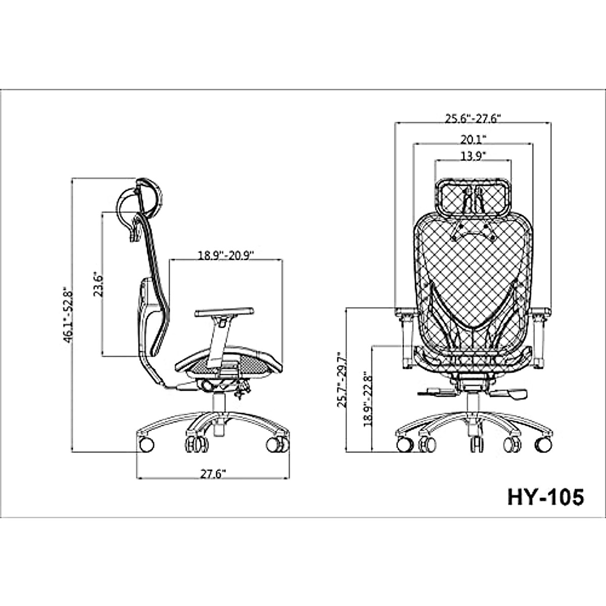 Mesh3 Hyper GTR Ergonomic Office Chair Premium Mesh Seat with Back Support Gaming Chair Fully Adjustable Headrest, Backrest and 4D Armrests for Great Posture BIFMA Black Color HY-105BK
