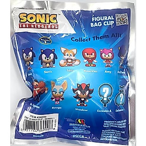 Monogram Sonic the Hedgehog - 3D Foam Figural Bag Clip in Blind Bag - Keychain - Sonic Tails, Knuckles, Amy and More..., Multicolor, 2.5"