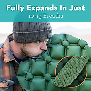 Sleepingo Sleeping Pad for Camping - Ultralight Sleeping Mat for Camping, Backpacking, Hiking - Lightweight, Inflatable Air Mattress - Compact Camping Mats for Sleeping- Green, 1pk