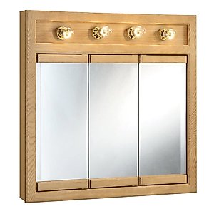 Design House 30 Inch Richland Bathroom Medicine Cabinet, Wall Mounted, Mirror, Oak, 530600-NOK