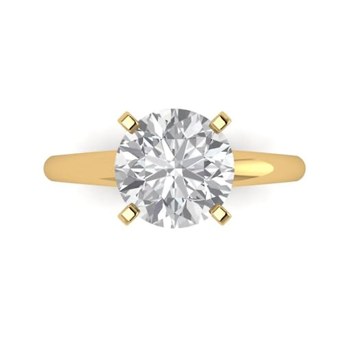 Clara Pucci 2.5 ct Round Cut Genuine Lab Grown Diamond VS1-VS2 18K Yellow Gold Solitaire Bridal Wedding Engagement Designer Ring size 6