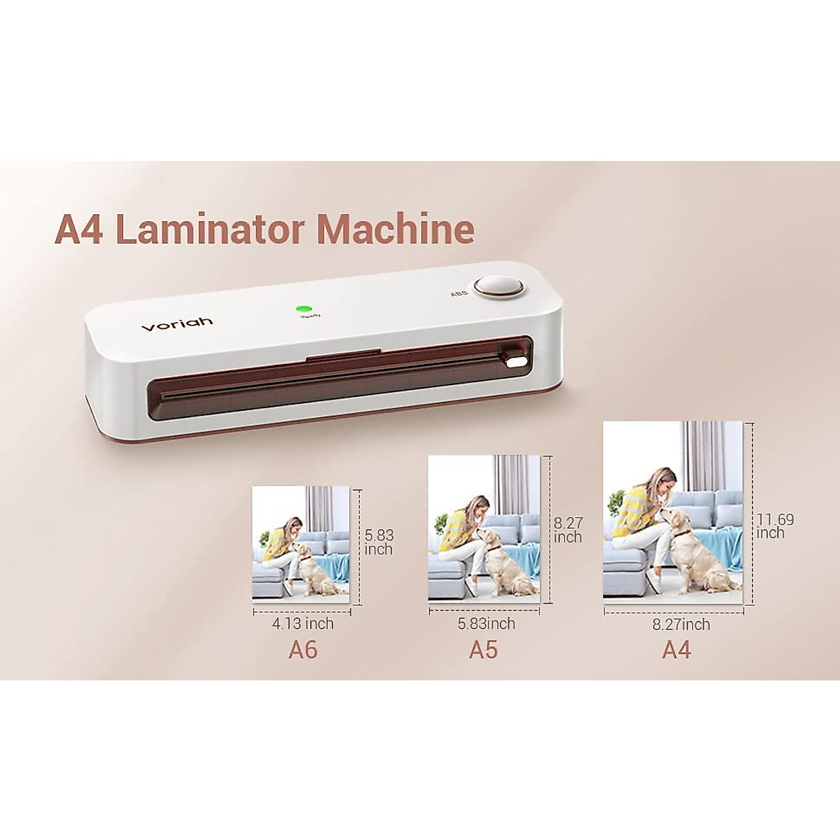 Laminator, Voriah 9 Inch Thermal Laminator Machine, 3 Mins Quick Warm Up Laminating Machine with Paper Cutter, Corner Rounder, 5 Laminating Sheets for Office School Home Use (Upgraded Version)
