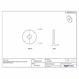 Small Parts Ceramic Flat Washer, Plain Finish, #6 Hole Size, 0.15" ID, 0.45" OD, 0.04" Nominal Thickness (Pack of 5)