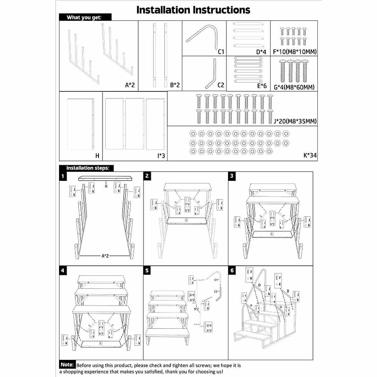 Swimming Pool Ladder above Ground, RV Steps with Handrail, Heavy Duty Pool Step Hot Tub Steps, 660 lbs Weight Capacity Camper Step Stool Mobile Home Stair for Getting High (4 STEP, 2 HANDRAIL)