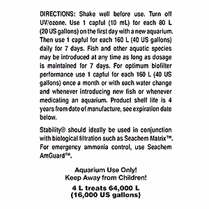 Seachem Stability Fish Tank Stabilizer - For Freshwater and Marine Aquariums 4L