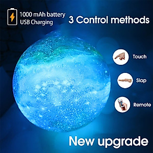 NSL Lighting Moon Lamp Galaxy Lamp 5.9 inch 16 Colors LED 3D Moon Light, Remote & Touch Control Lava Lamp Moon Night Light Gifts for Girls Boys Kids Women Birthday