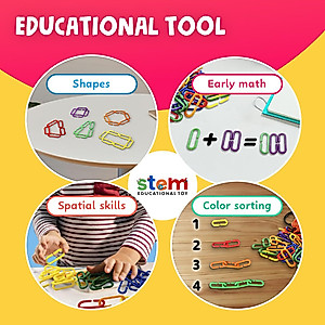 Skoolzy 120 Pcs Plastic Chain Links for Kindergarten, Link and C Clips for Kindergarten Math Games, Classroom Must Haves and Fine Motor Toys, Links for Fine Motor Skills & Kindergarten Manipulatives