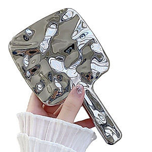 lasenersm 1 Piece Hand Mirror with Handle Square Hand Held Mirror for Makeup Hairdressing Handheld Mirror with Handle Stylish Hand Mirror for Women for Home Hair Salon Use, 3.9 x 6.7 Inches