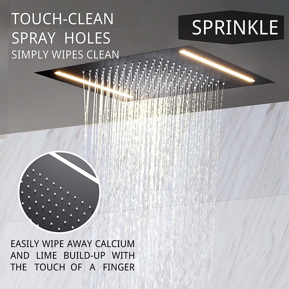 LightInTheBox Contemporary Rain Shower Head LED Rectangular Shower Head Stainless steel Overhead Rainfall Massage LED Top Sprayer