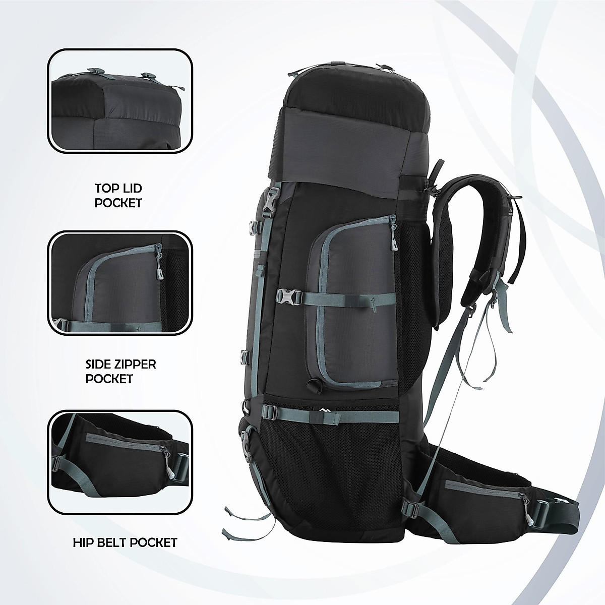 TRAWOC 80L Travel Backpack for Outdoor Sport Camp Hiking Trekking Bag Camping Rucksack HK007 (Grey)