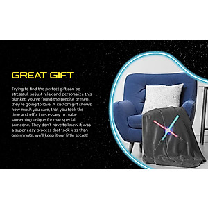 Personalized Lightsaber Theme Fleece Throw Blanket - Perfect for Home, Travel, Kids, Gifts, Presents, Baby Blanket (50" x 60" - Sherpa Cream)